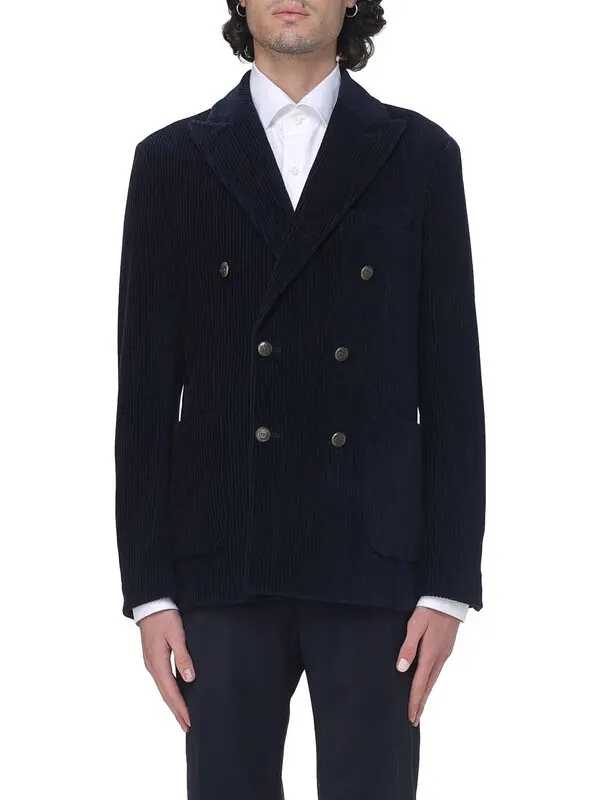 CIRCOLO 1901 Double-breasted Cotton Velvet Blazer With Patch Pockets - Navy