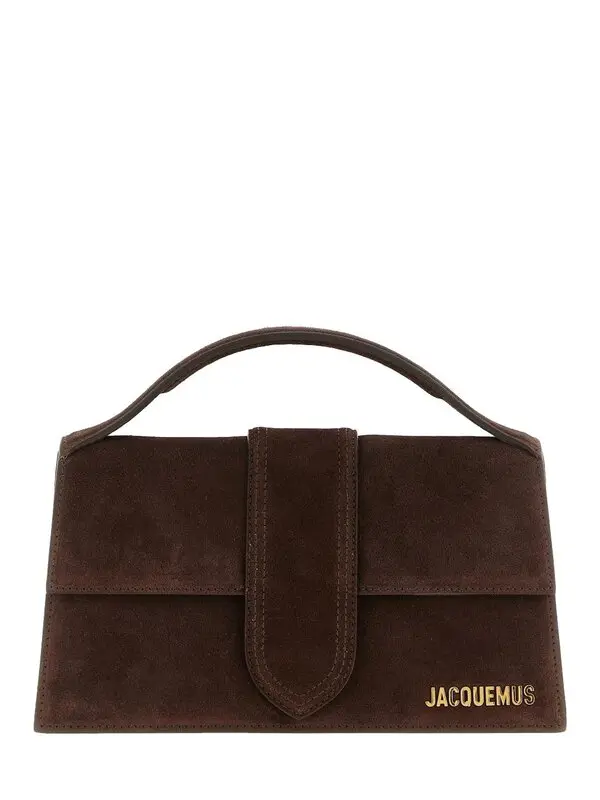 Jacquemus Le Grand Bambino Suede Leather Handbag With Logo - Brown