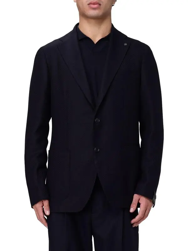 Tagliatore Single-breasted Super 100's Virgin Wool Blazer With Patch Pockets - Blue