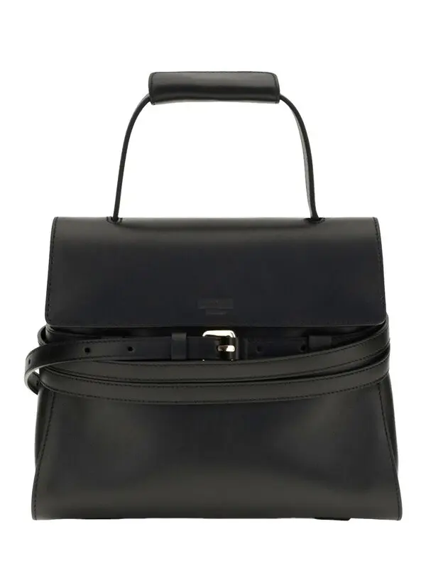 Moschino Tie Me Handbag In Sheepskin With Decorative Ties - Black