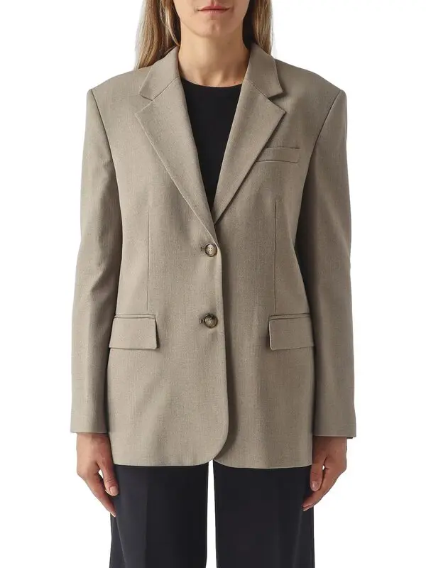 TWINSET Single-breasted Cropped Satin Blazer With Lapel Collar And Flap Pockets - Beige
