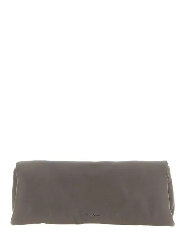 Rick Owens Rectangular Smooth Calfskin Leather Flap Clutch - Grey