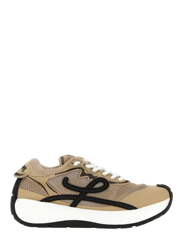 Loewe Pogo Suede And Technical Fabric Low-top Sneakers - Beige