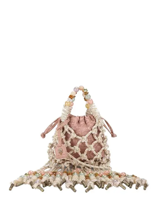 Kurt Geiger Embroidered Lace Mini Handbag With Fringes - Beige