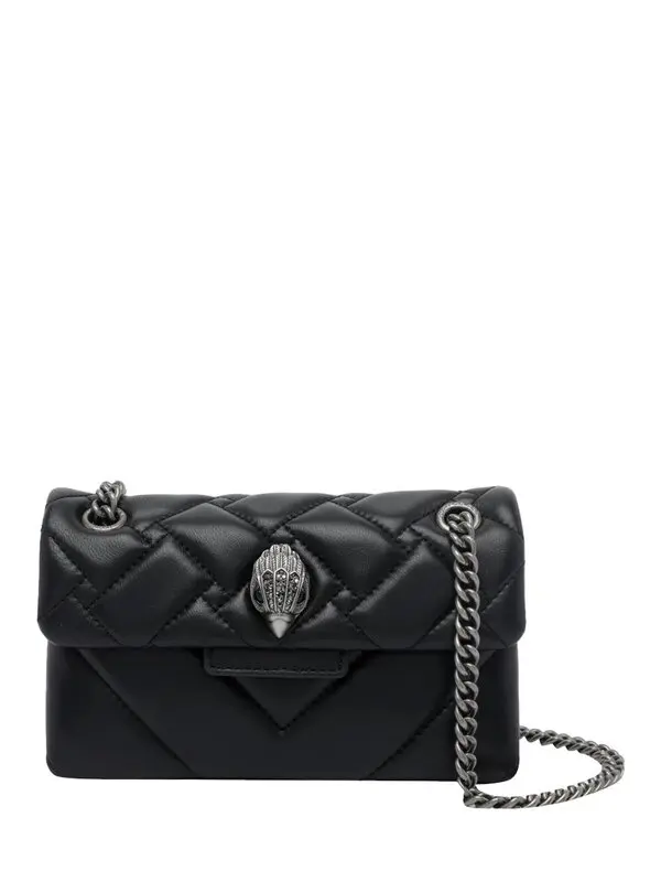 Kurt Geiger Kensington Matelassé Leather Mini Bag With Rhinestone Logo - Black