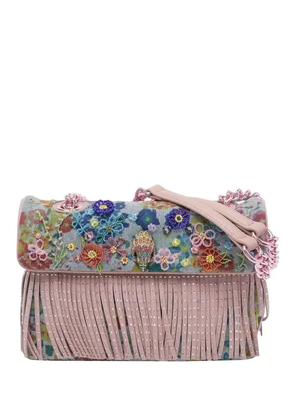 Kurt Geiger Kensington Floral Embroidered Denim Shoulder Bag - Blue
