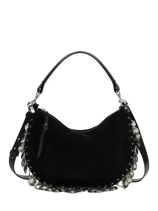 Isabel Marant Étoile Oskan Suede Shoulder Bag With Embossed Logo - Black