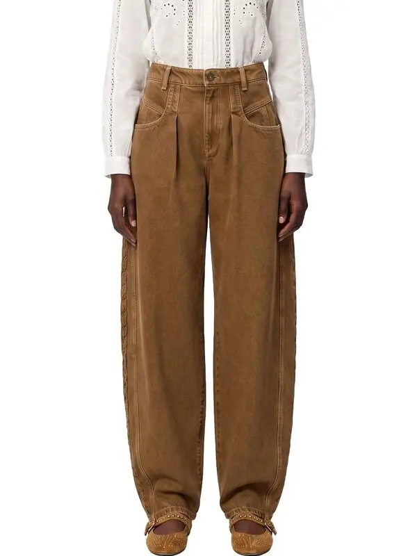 Isabel Marant Étoile Lisha High-waisted Wide-leg Cotton Denim Jeans - Brown