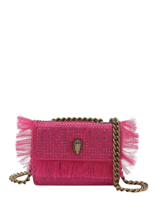 Kurt Geiger Kensington Satin Mini Bag With Crystal Fringe - Fuchsia