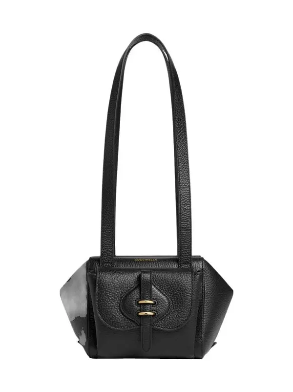 COCCINELLE Mavery Asymmetrical Tumbled Leather Shoulder Bag - Black