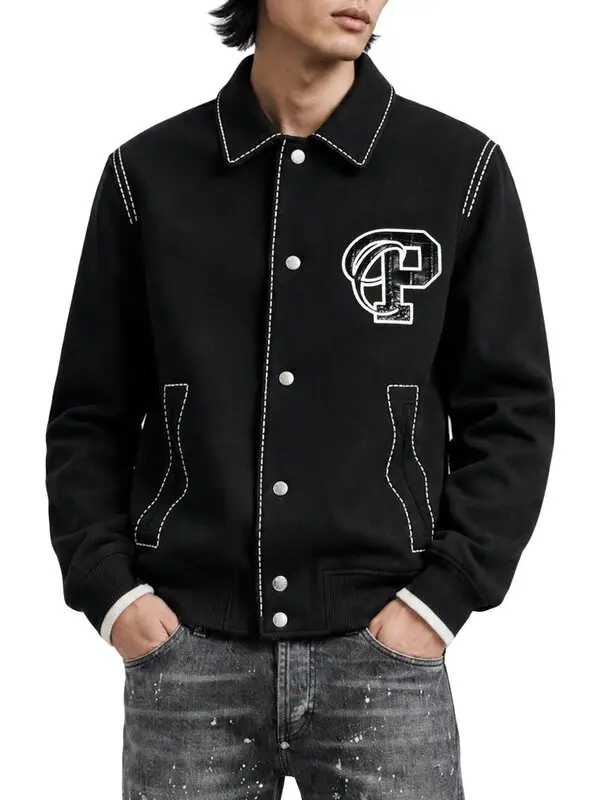 Philipp Plein Coster Monogram Shirt Jacket In Wool And Cashmere - Black