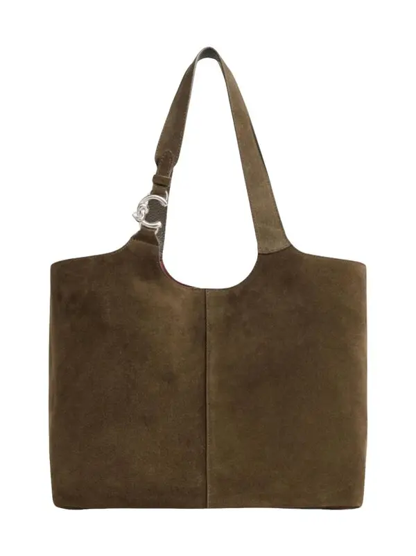 COCCINELLE C-easy Large Leather And Suede Tote Bag With Inner Pouch - Grey