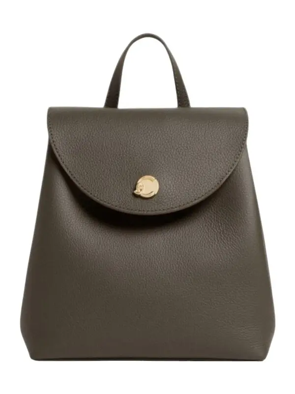 COCCINELLE Nikla Mini Tumbled Leather Backpack With Flap Closure - Grey