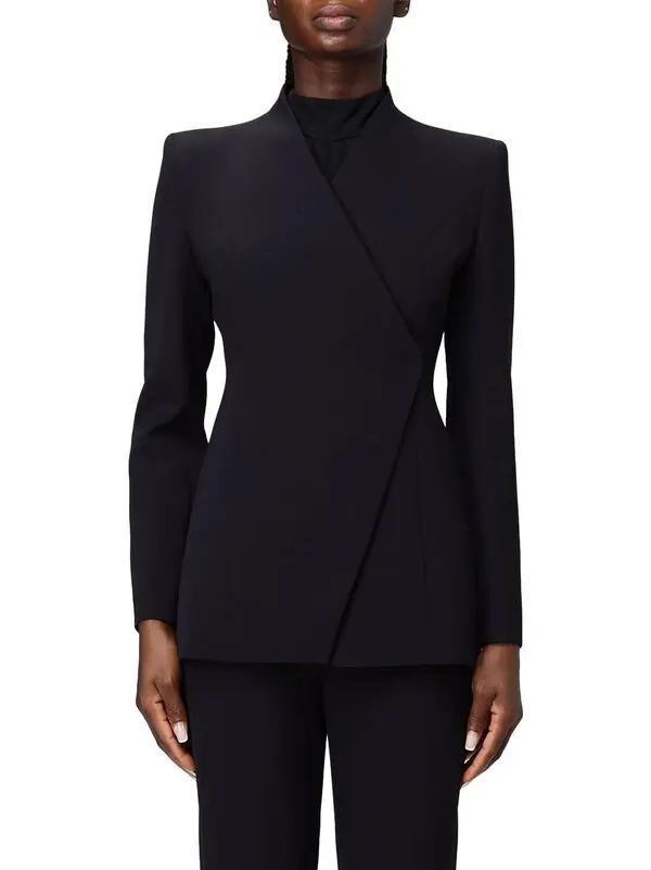 HANITA Cropped Double-breasted Blazer With Concealed Fastening - Black