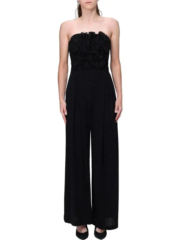 HANITA Off-the-shoulder Lurex Jumpsuit With Removable Straps - Black
