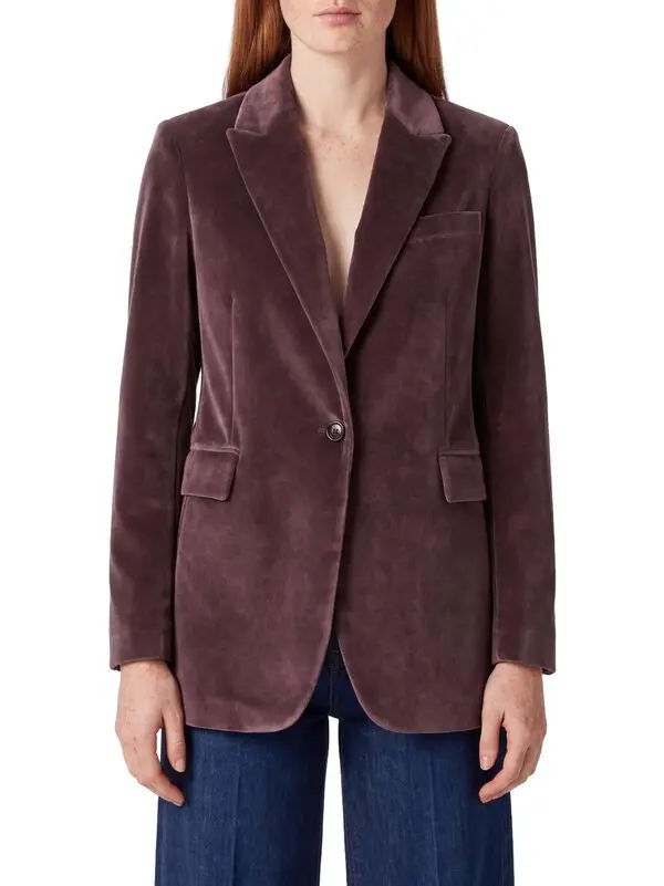CIRCOLO 1901 Single-breasted Velvet Blazer With Peak Lapels - Brown