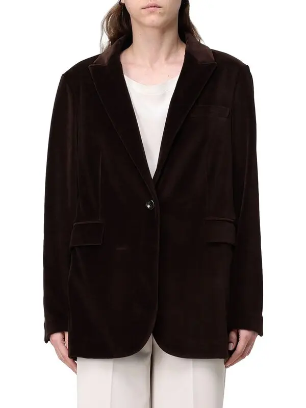 CIRCOLO 1901 Single-breasted Velvet Blazer With Peak Lapels - Burnt