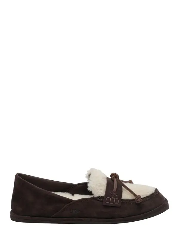 UGG Zora Bicolour Suede Loafers With Wool Lining - Brown