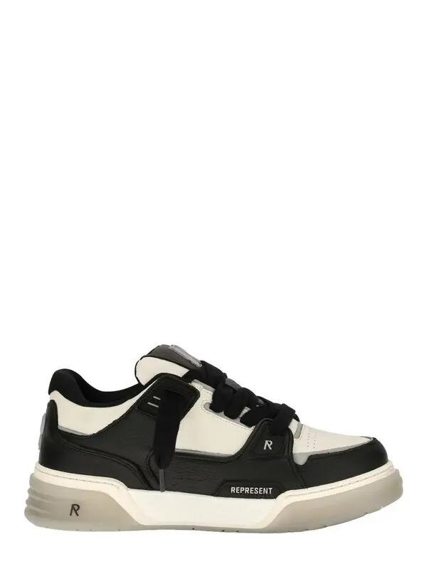 REPRESENT Studio Bicolour Calfskin Leather Sneakers With Contrast Logo - Black