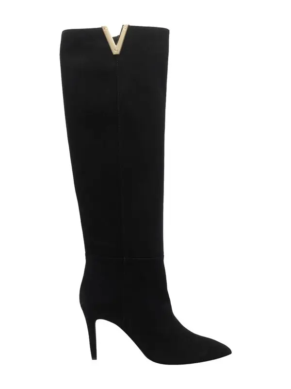 VIA ROMA 15 Suede Knee-high Boots With Stiletto Heel - Black