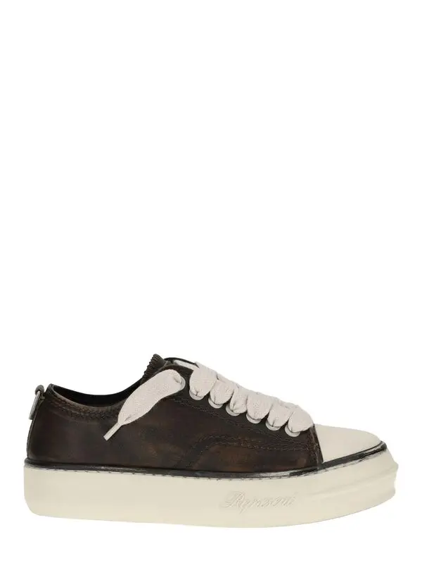REPRESENT Rep-cap Distressed Leather Sneakers With Rubber Toe Cap - Brown