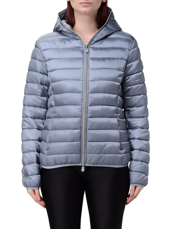 SAVE THE DUCK Short Nylon Puffer Jacket With Hood And Thermoplume® Padding - Avion