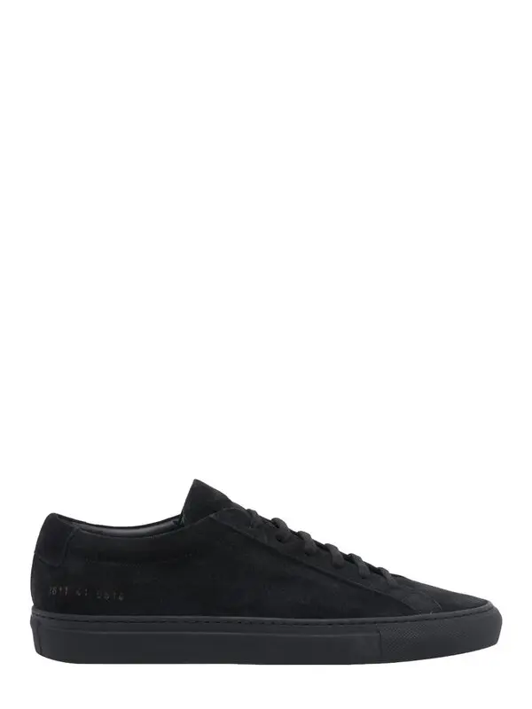COMMON PROJECTS Achilles Premium Suede Low-top Sneakers With Printed Logo - Black