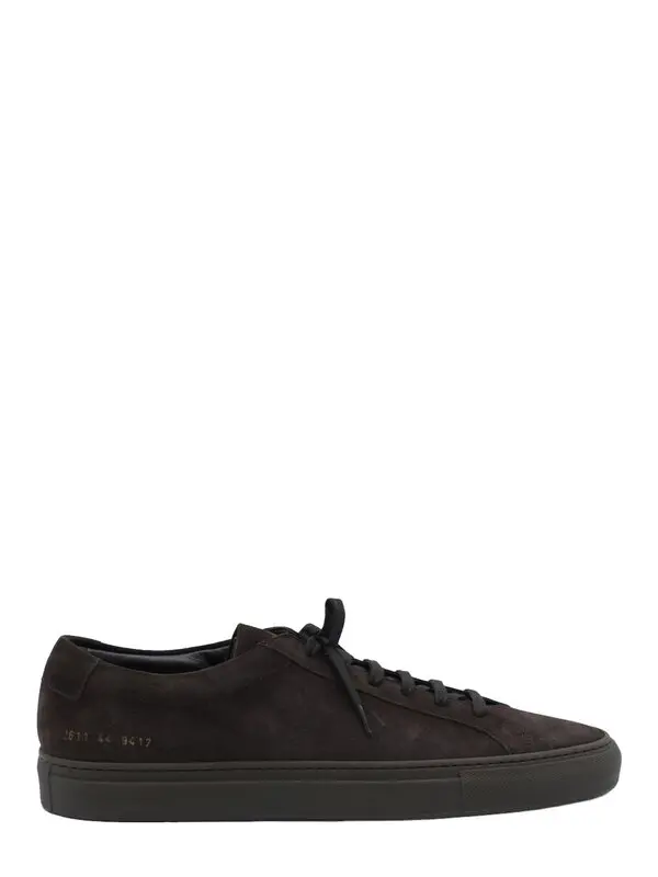 COMMON PROJECTS Achilles Premium Suede Low-top Sneakers With Printed Logo - Brown