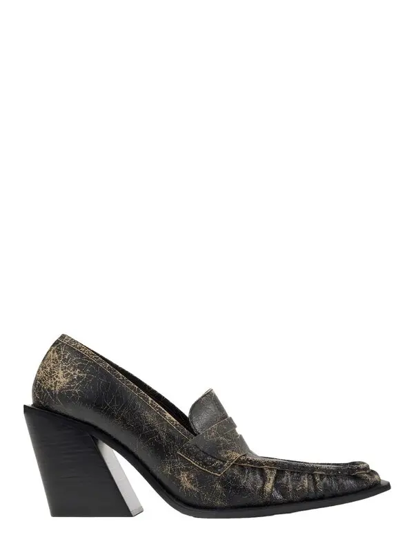 Camper Escandalo Two-tone Distressed Leather Loafers With Square Toe - Multicolor