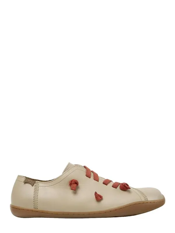 Camper Twins Leather Slip-on Sneakers With Elasticated Laces - Beige