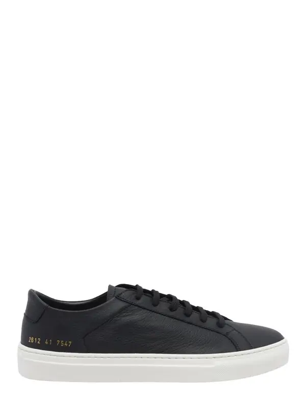 COMMON PROJECTS Achilles Grained Leather Low-top Sneakers With Printed Logo - Black