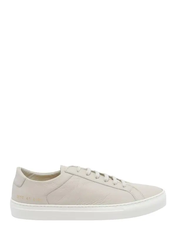 COMMON PROJECTS Achilles Grained Leather Low-top Sneakers With Printed Logo - White