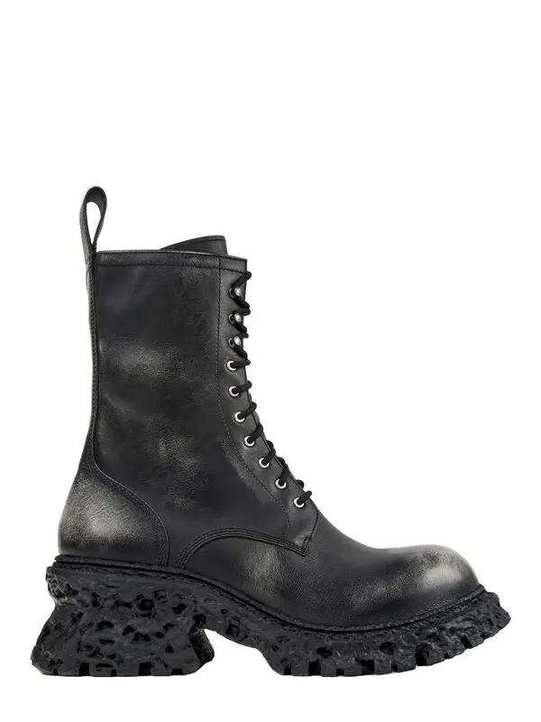 Camper Terroso Aged-effect Leather Combat Boots With A Side Zip - Multicolor