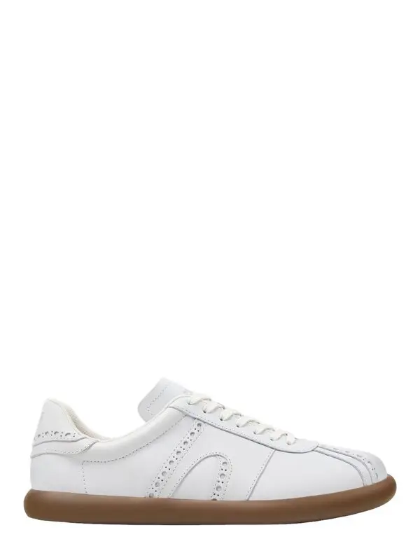Camper Twins Calfskin Leather Trainers With Brogue Detailing And Tonal Logo - White
