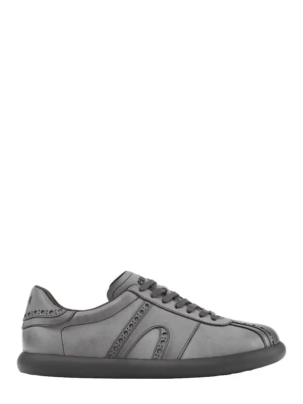 Camper Twins Calfskin Leather Trainers With Brogue Detailing And Tonal Logo - Grey