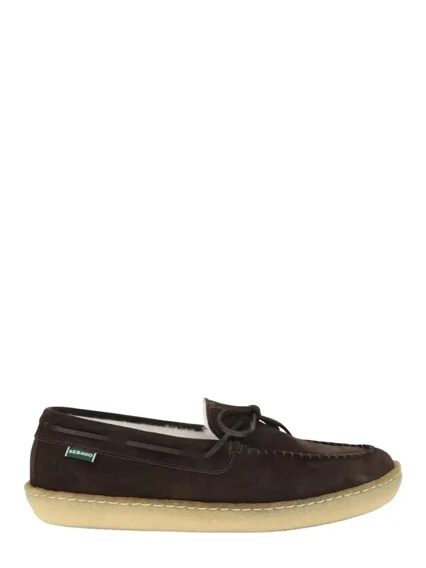 SEBAGO Suede Calfskin Boat Shoes With Laces - Brown