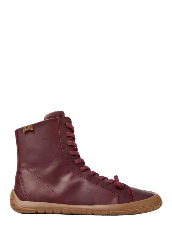 Camper Slip-on Ankle Boots In Smooth Calfskin With Side Zip - Burgundy