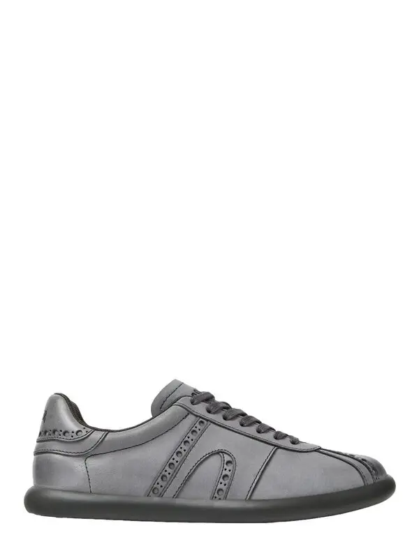 Camper Twins Low-top Sneakers In Calf Leather With Brogue Detailing - Grey