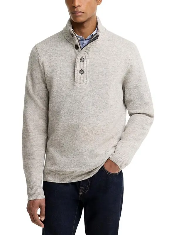 Barbour Elbow Patch Mock Neck Sweater - Light Grey
