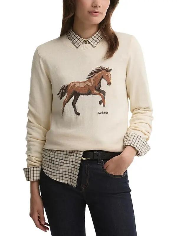 Barbour Homeswood Cotton & Cashmere Intarsia Sweater - Ecru