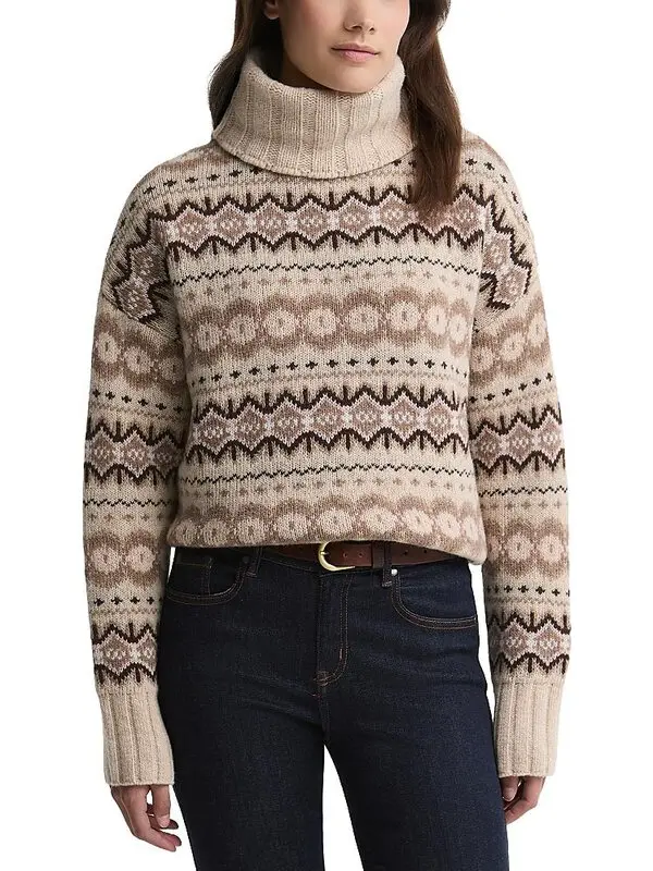 Barbour Helen Wool Blend Fair Isle Roll Neck Sweater - Birch Multi