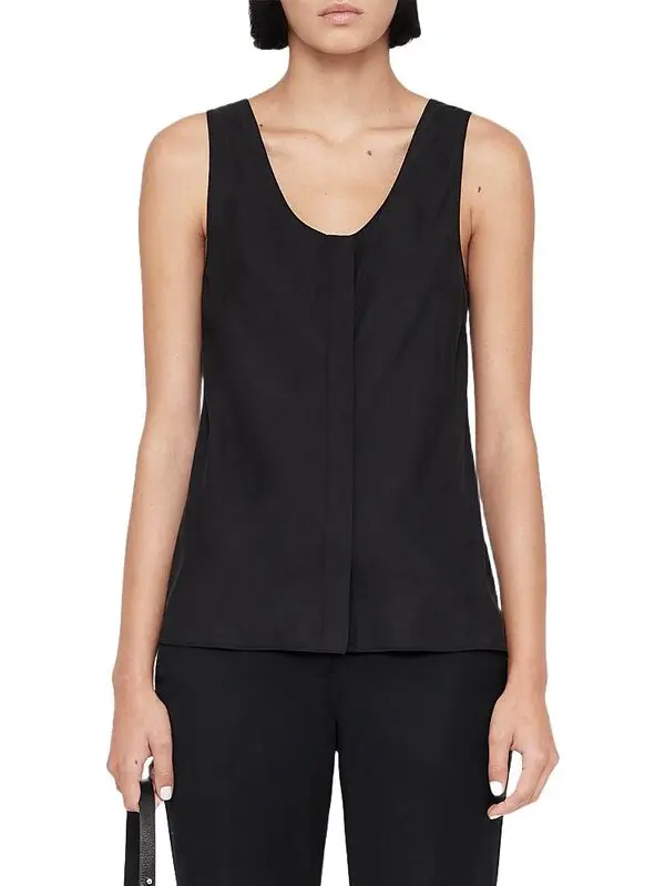 ALLSAINTS Milla Sleeveless Button Front Top - Black