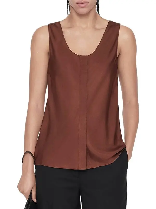 ALLSAINTS Milla Sleeveless Button Front Top - Rust Red