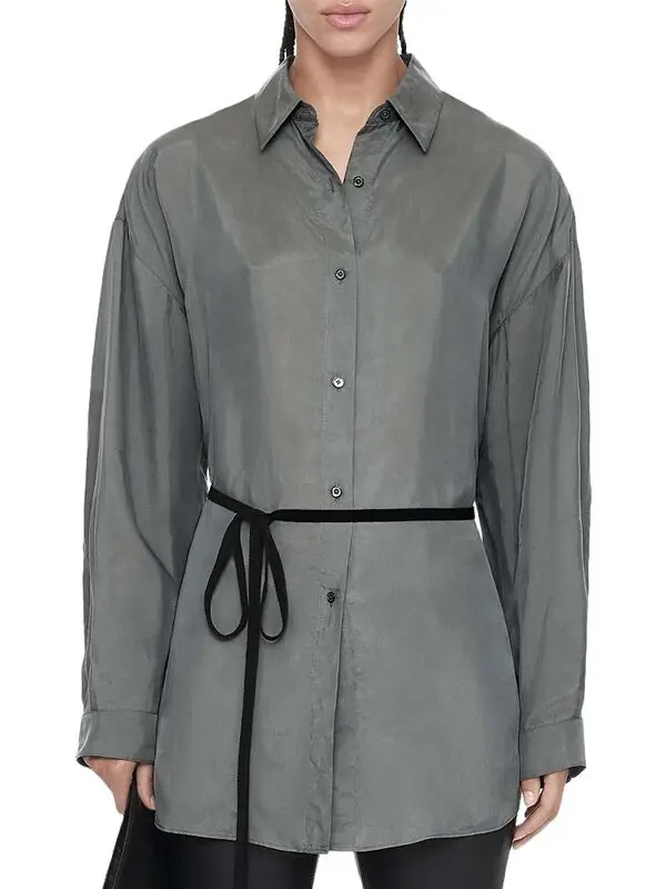 ALLSAINTS Ilana Tie Waist Shirt - Shadow Grey