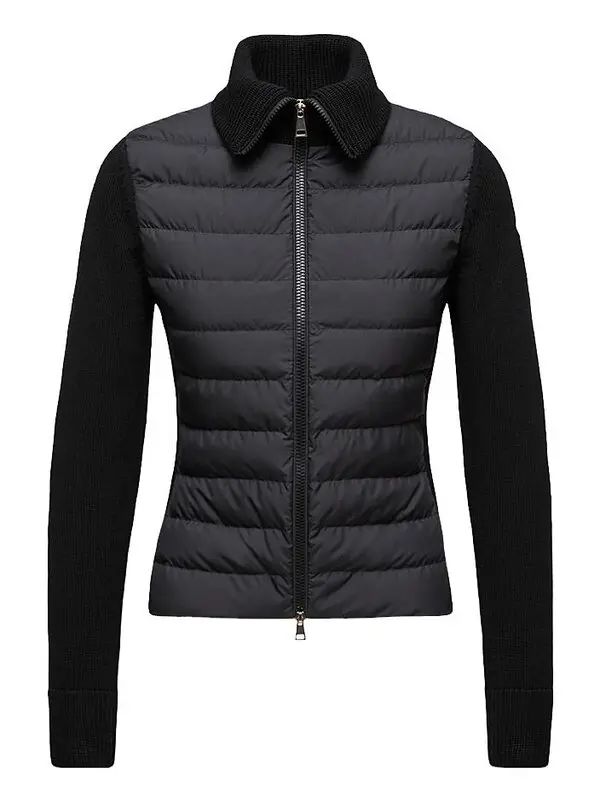 Moncler Down Mixed Media Cardigan - Black