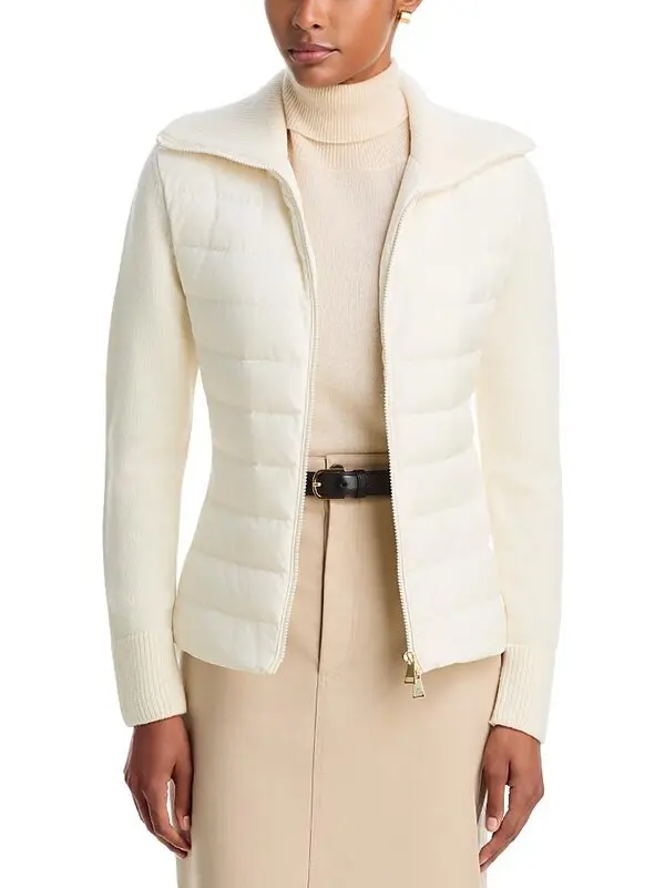 Moncler Down Mixed Media Cardigan - Natural