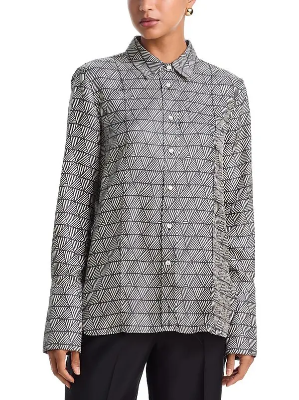 HEIRLOME X A Morales Rosie Silk Relaxed Shirt - Ivory/black