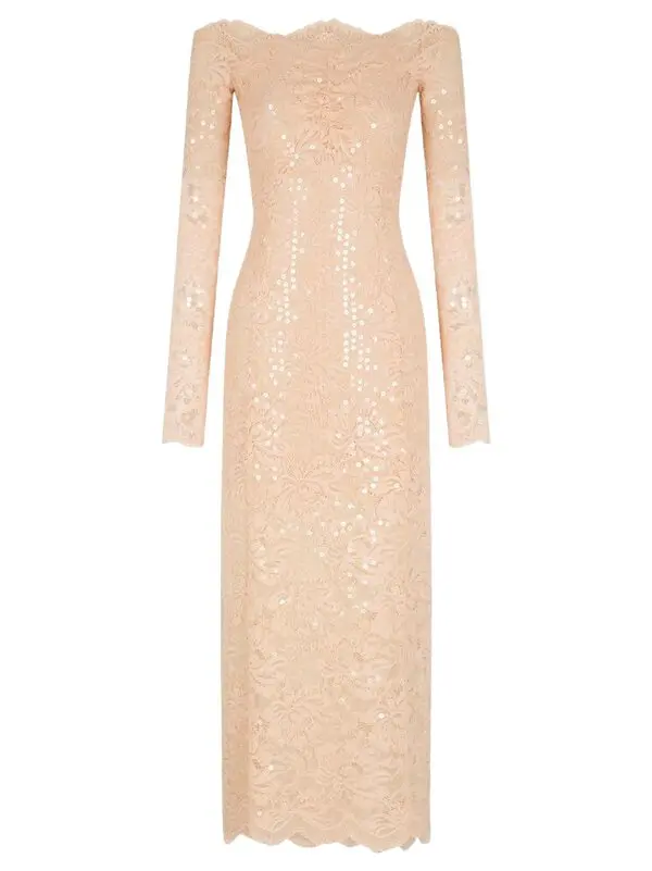 Rabanne Off-shoulder Lace Maxi Dress - Pink
