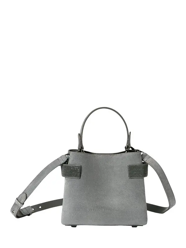 Brunello Cucinelli Small Suede Essence Top-handle Bag - Grey