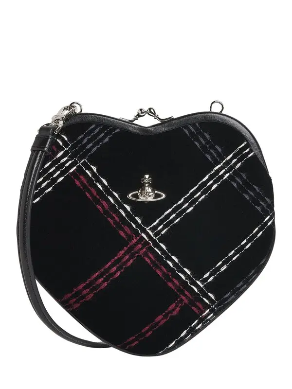 VIVIENNE WESTWOOD Velvet Belle Heart Frame Shoulder Bag - Black